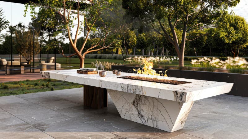 A High-end Outdoor Dining Experience, Featuring a Luxurious Marble-top ...