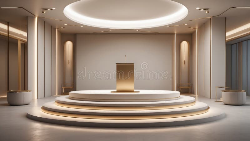 High End Product Showcase with Elevated Platform and Lighting Stock ...