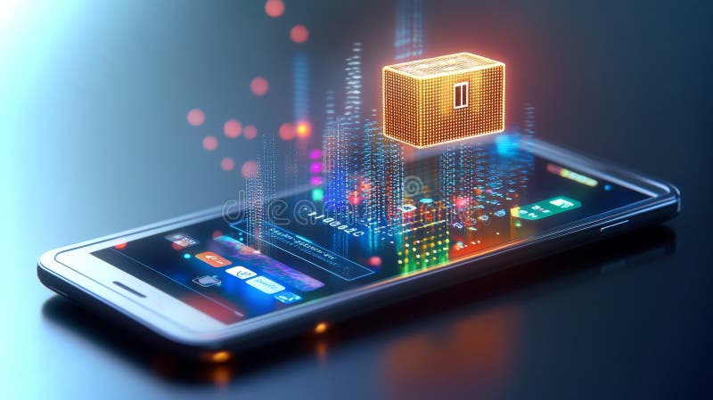 Sophisticated Dark Matte Smartphone Displaying a Vivid Augmented ...