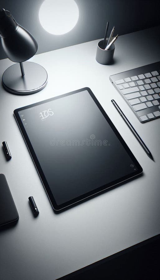 High-end Tablet Mockup with Blank Screen and Sleek Stylus on a Modern ...