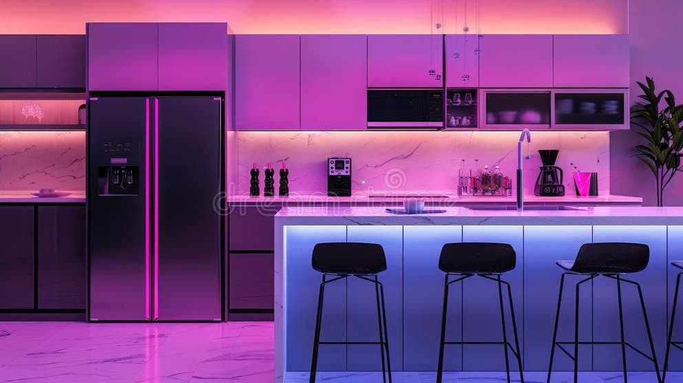 High-end Tech Kitchen with Digital Controls, AI Fridge, Automatic Java ...