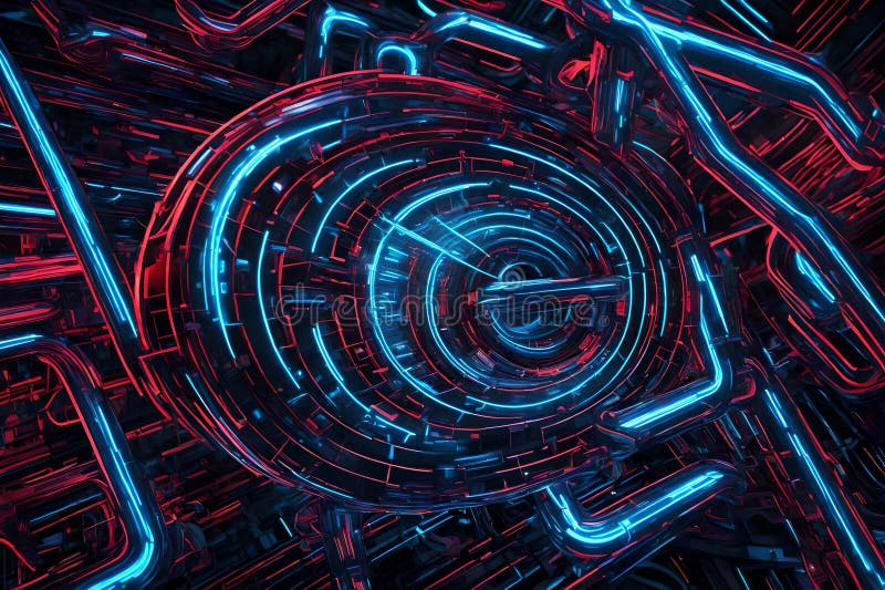 High-end Technology Abstract Background Featuring Blue and Red Lines ...