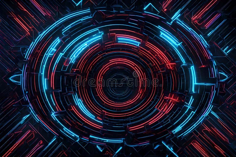 High-end Technology Abstract Background Featuring Blue and Red Lines ...