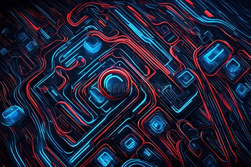 High-end Technology Abstract Background Featuring Blue and Red Lines ...