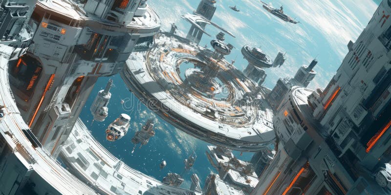 High Energy 3d Background Intergalactic Space Station Orbiting Distant ...