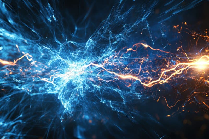 Electric Blue and Orange Energy Waves Creating Dynamic Patterns in a ...
