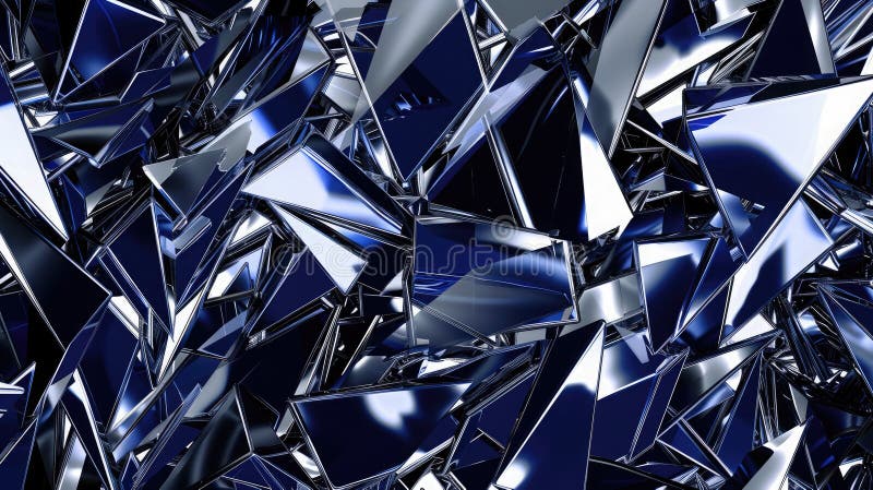 High-energy Navy Blue and Silver Abstract Pattern, Sharp Fragmented ...