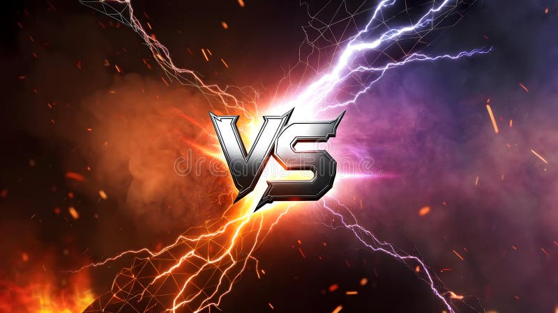 High-energy Versus Concept with Lightning and Fire Visual Effects Stock ...