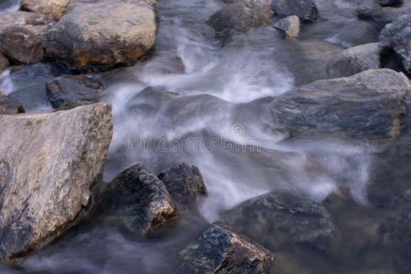 High Exposure Image of Water Flowing Down between the Rocks Stock Image ...