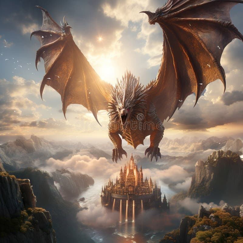 High Fantasy Dreamy Dragon Realm Kingdom Stock Illustration ...
