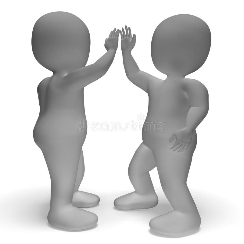 High Five 3d Characters Shows Friendship Stock Illustration ...