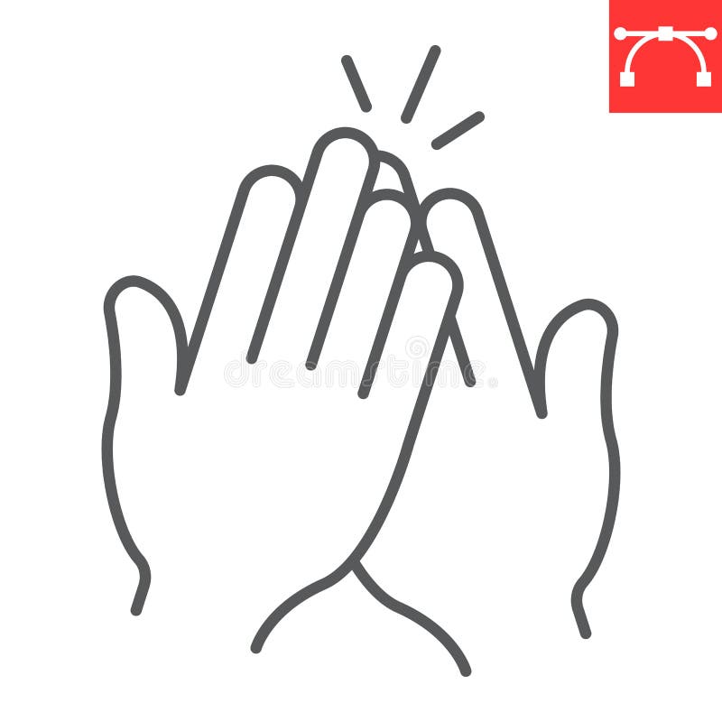 High Five Gesture Line Icon Stock Vector - Illustration of concept ...
