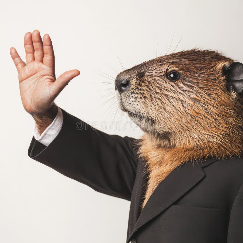 High Five from a Hand Man To a Beaver, Transparent PNG File Stock ...