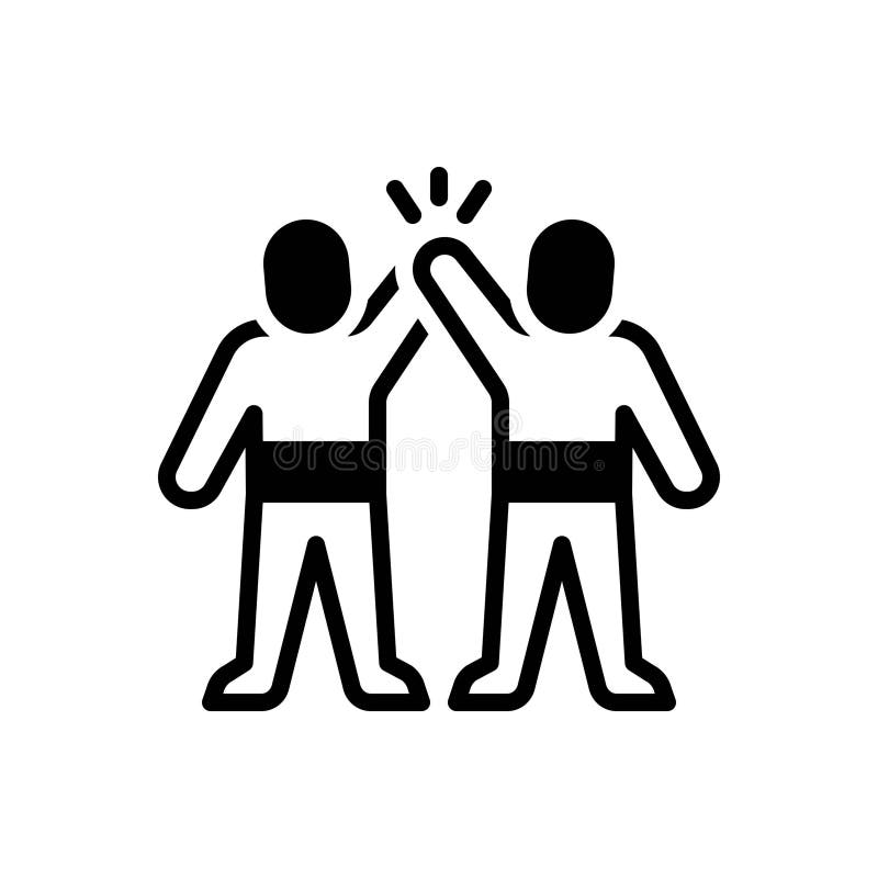 Black Solid Icon for High Five, Friend and Buddy Stock Vector ...