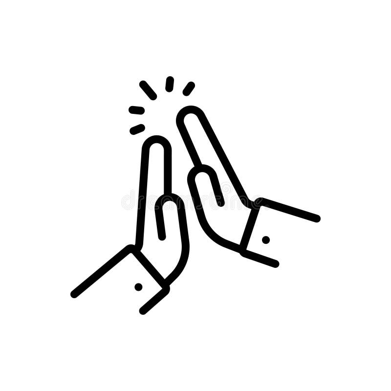 Black Line Icon for High Five, Hand Slap and Meet Stock Vector ...