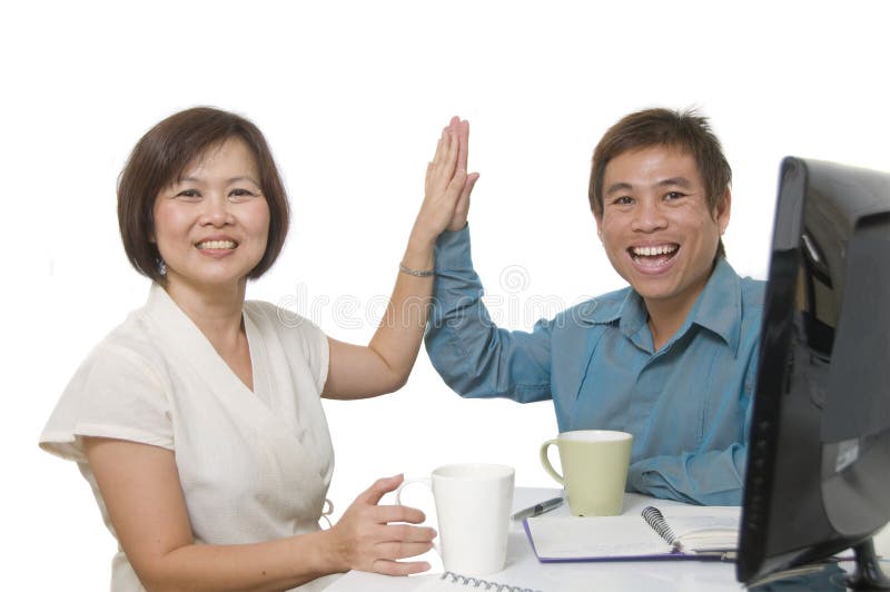 High five at the office stock photo. Image of businesswoman - 12233100