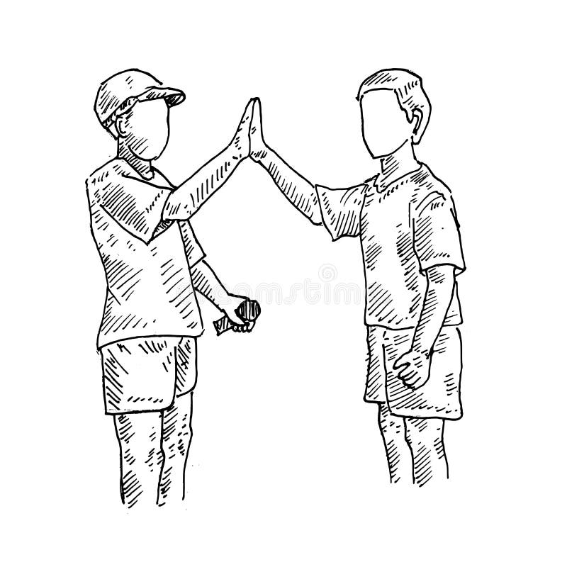 High Five Sketch Stock Illustrations – 493 High Five Sketch Stock ...