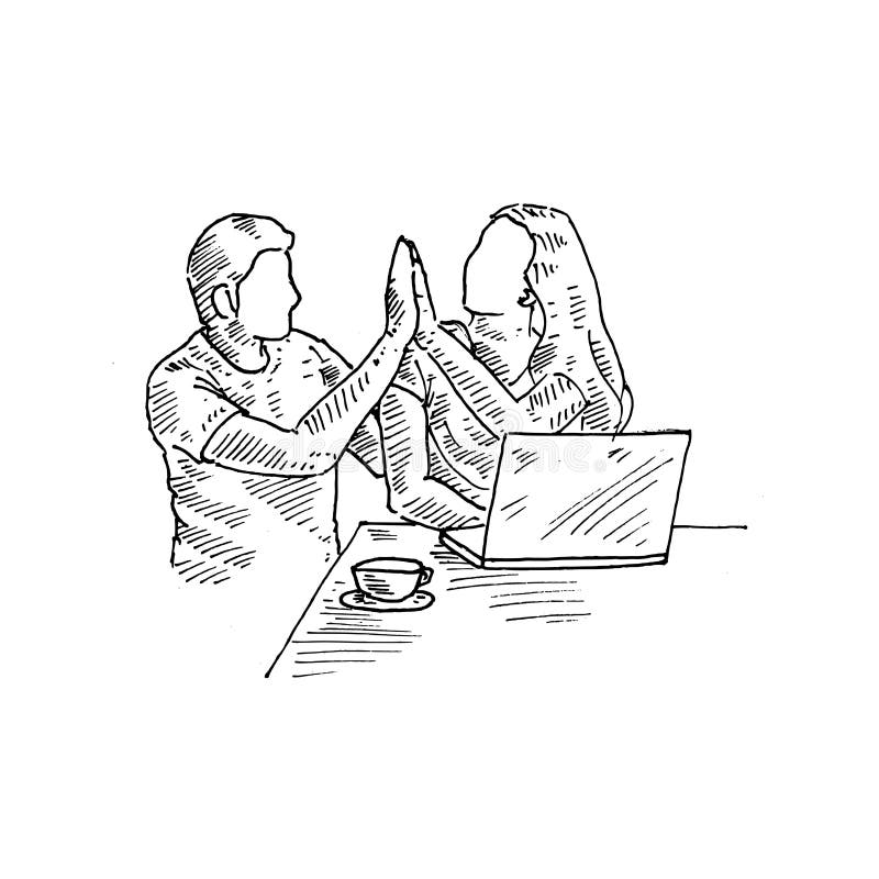 High Five Sketch Stock Illustrations – 493 High Five Sketch Stock ...