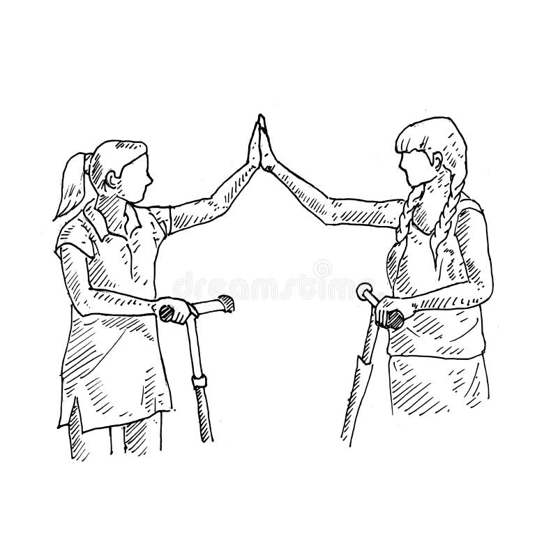High Five Sketch Stock Illustrations – 493 High Five Sketch Stock ...