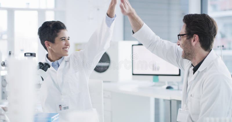 High Five, Science and Scientist Laboratory Teamwork, Collaboration and ...