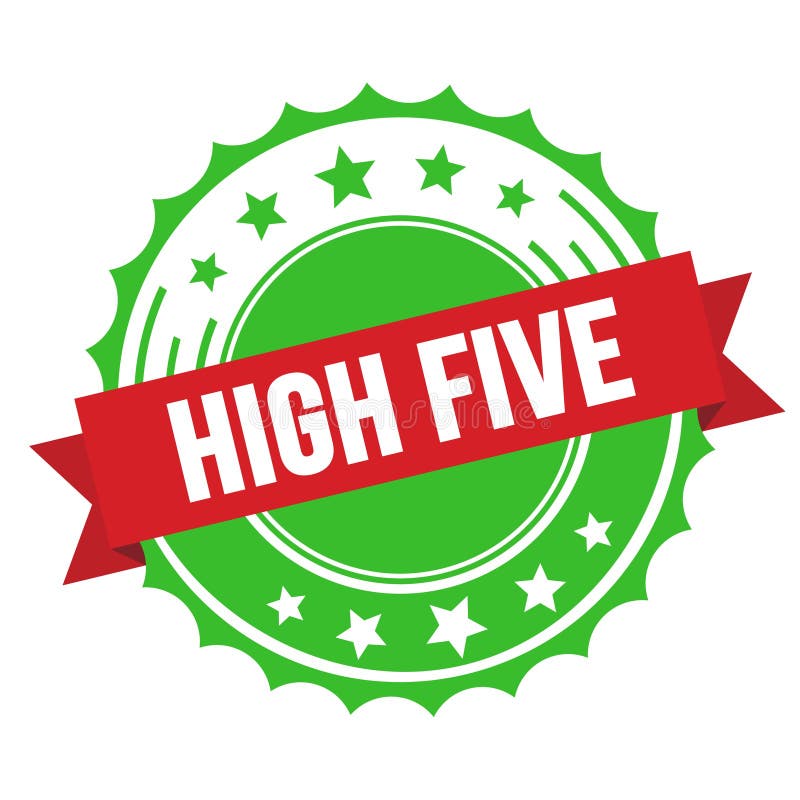 HIGH FIVE Text on Red Green Ribbon Stamp Stock Illustration ...