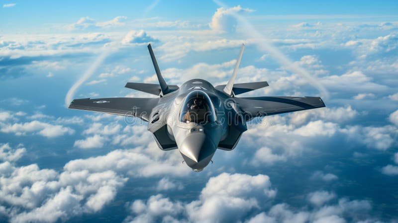 High-Flying Fighter Jet Soaring through the Clouds Stock Image - Image ...
