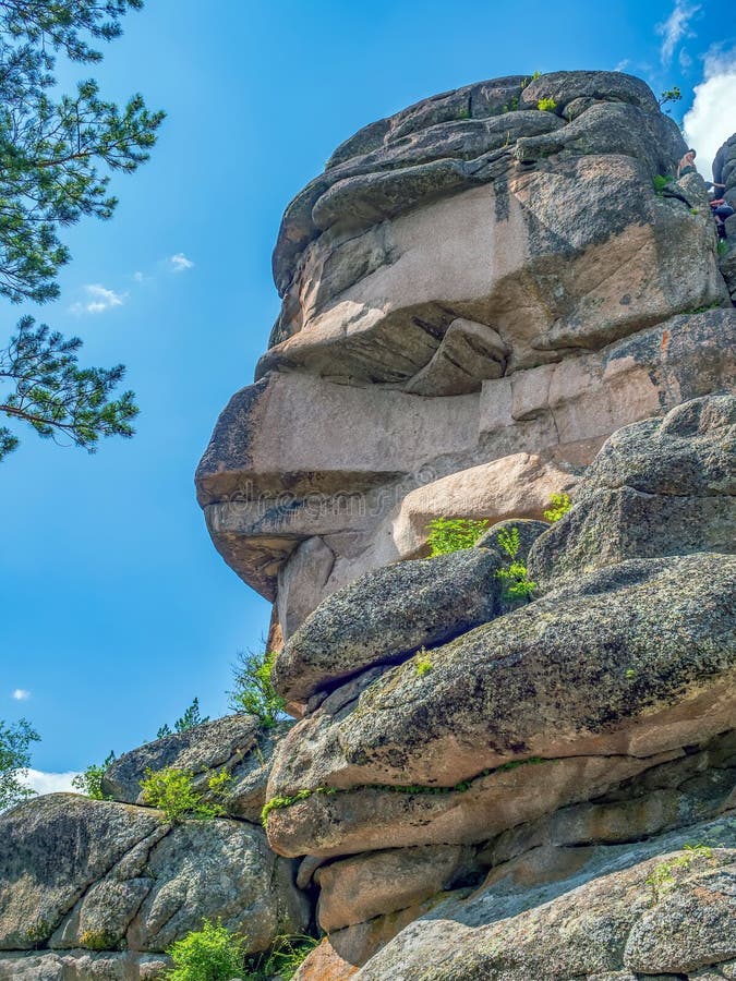 High Forest Rocks for Advanced Hiking and Alpinism Stock Image - Image ...