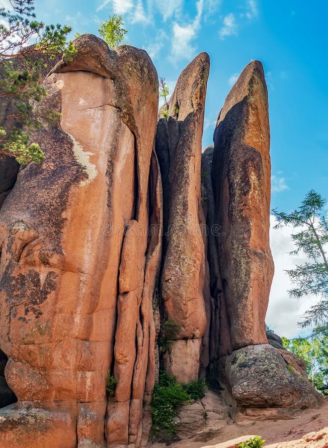 High Forest Rocks for Advanced Hiking and Alpinism Stock Photo - Image ...