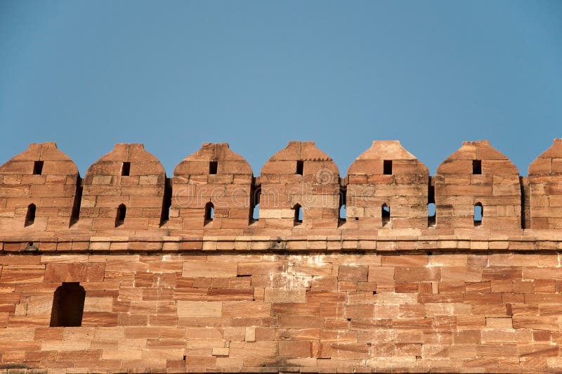 High Fort Walls Against Blue Sky Stock Image - Image of detail, wooden ...