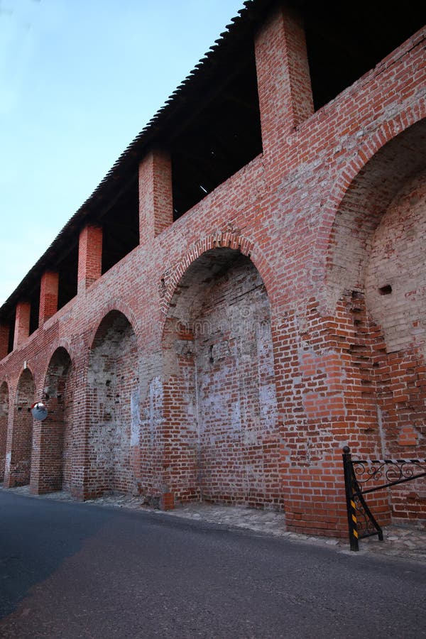 High Fortress Walls Made of Red Brick Stock Photo - Image of heritage ...