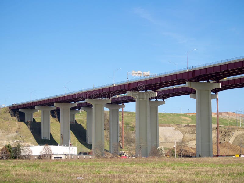 High freeway bridge stock photo. Image of beams, graffiti - 743948
