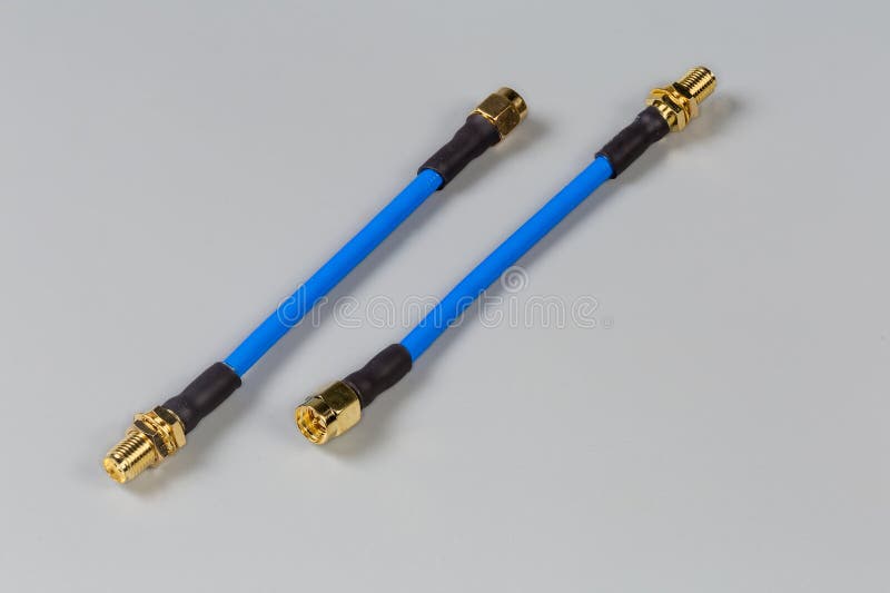 High Frequency Cable Adapters Yellow Coaxial Threaded Connectors Stock ...