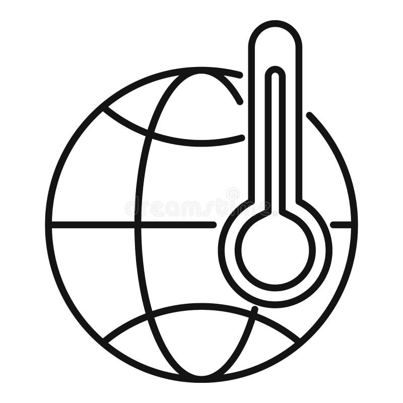 High Global Temperature Icon, Outline Style Stock Vector - Illustration ...