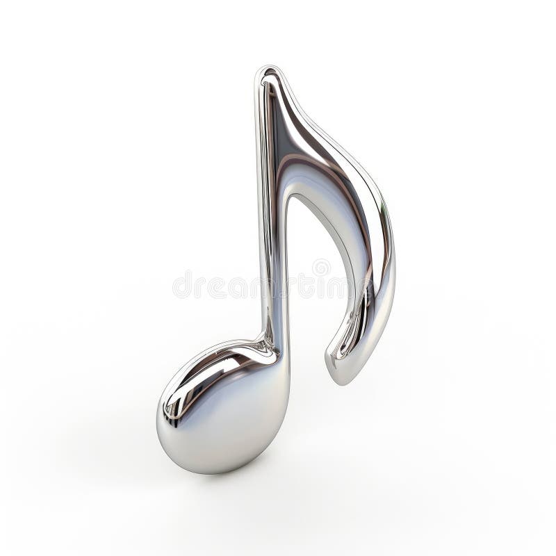 Shiny Chrome Music Note Eighth 3D Render Stock Illustration ...