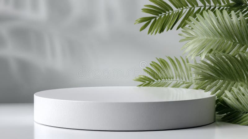 High Gloss Round Platform Set among Tropical Leaves for a Professional ...
