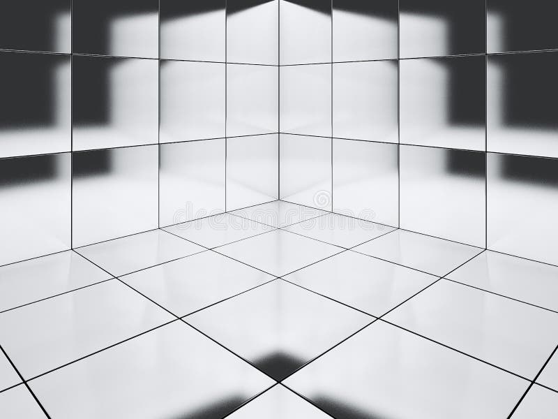 High Gloss Tile Floor Corner 3D Rendering - Illustration Stock ...