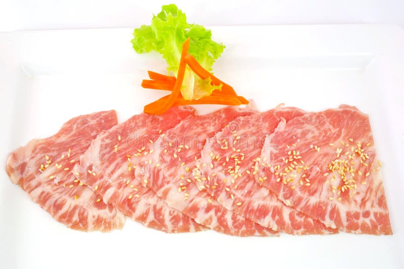 High Grade Sliced Hida Wagyu Beef Isolated on White Background Stock ...