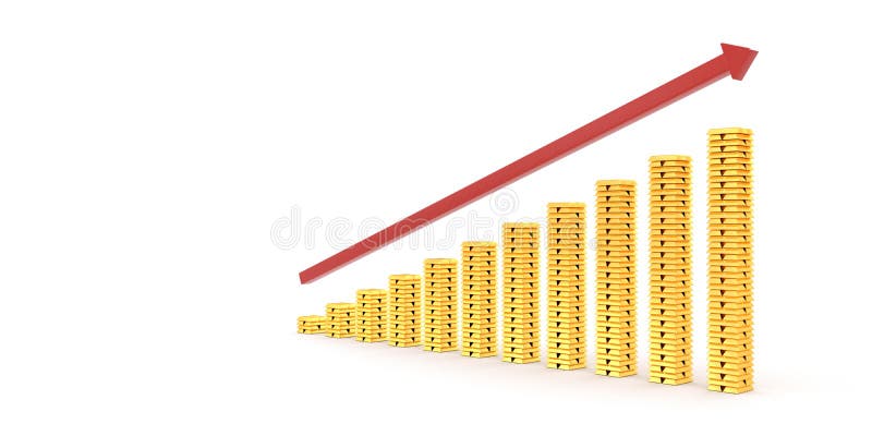 High Graph of the Gold Price. 3D Rendering Stock Photo - Image of ...