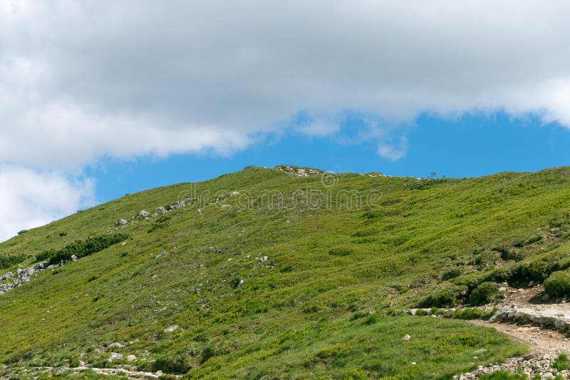High Green Hill and Blue Sky. Natural Summer Landscape Stock Image ...