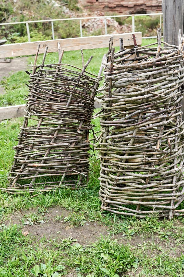 This High Handmade Basket is Woven of Tree Branches Stock Photo - Image ...