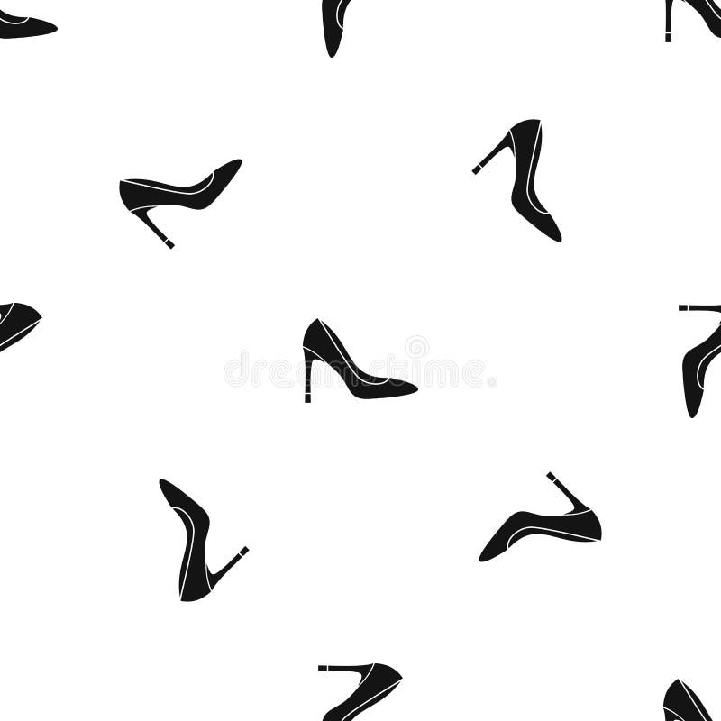 High Heel Shoe Pattern Seamless Black Stock Vector - Illustration of ...