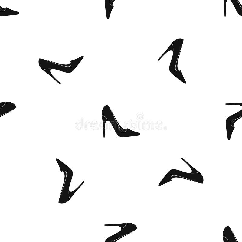High Heel Shoe Pattern Seamless Black Stock Vector - Illustration of ...