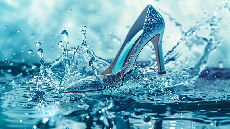 A High Heel Shoe is Splashed in Water Stock Image - Image of fall, high ...
