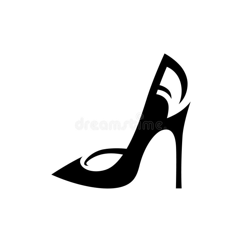 High Heel Shoe Symbol on Black Backdrop Stock Vector - Illustration of ...