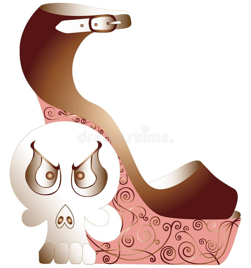 High heel with skull stock vector. Illustration of brown - 21040744