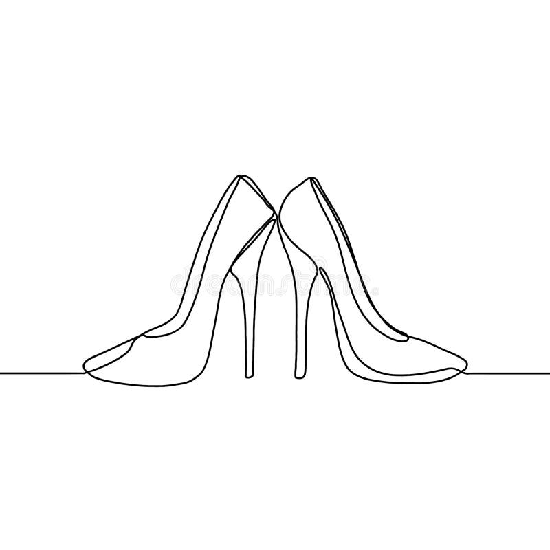 High Heel Trendy Line Art Drawing. Female Elegant Shoe Continuous One ...