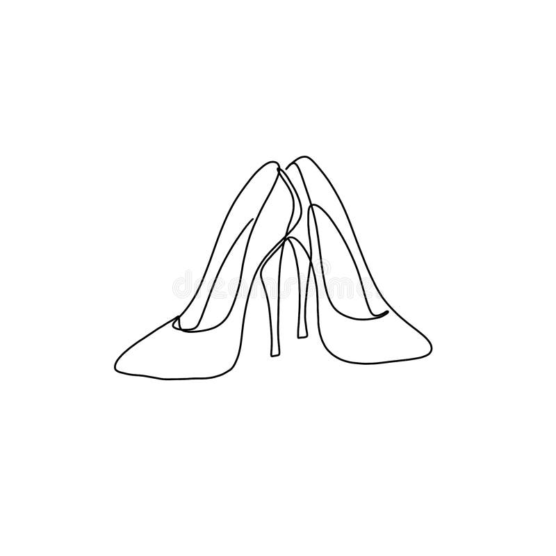 High Heel Trendy Line Art Drawing. Female Elegant Shoe Continuous One ...