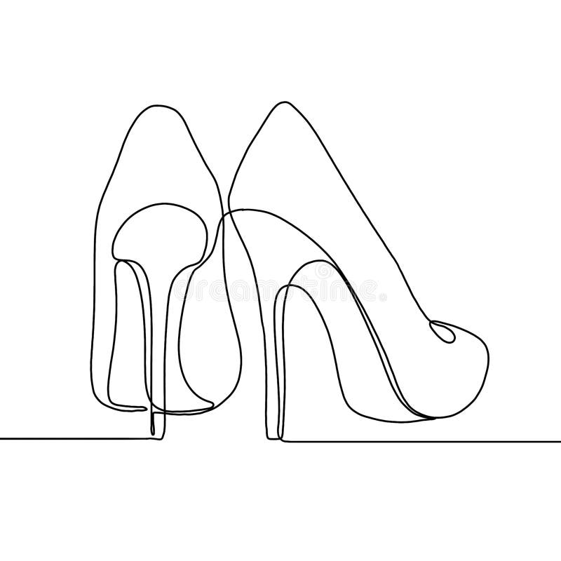 High Heel Trendy Line Art Drawing. Female Elegant Shoe Continuous One ...