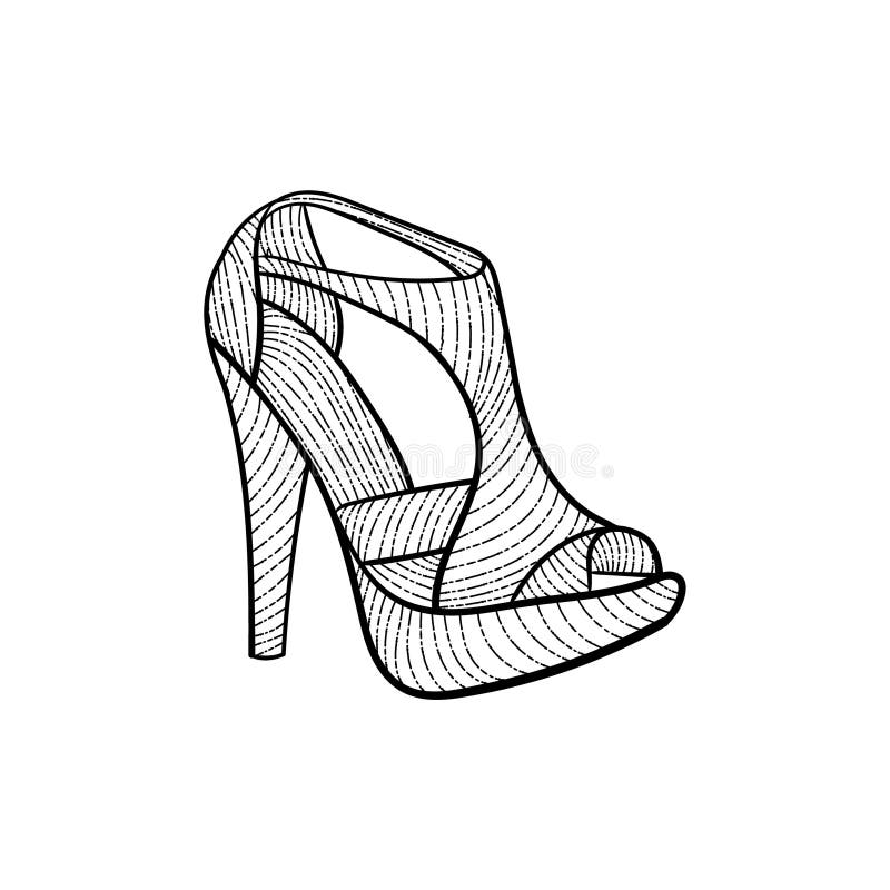 High Heels Boot Line Art Style Creative Design Stock Vector ...