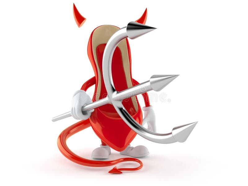 High Heels Character with Devil Horns and Pitchfork Stock Illustration ...